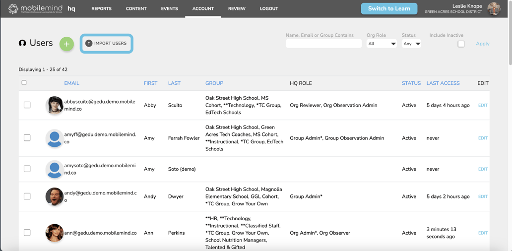 Add & Edit Users Via CSV Import
